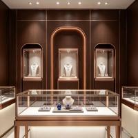 China Luxury Front Showcase with Adjustable Glass Shelves Secure Magnetic Lock and LED Lighting for Jewelry Display for sale