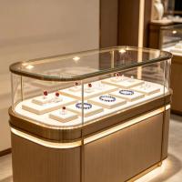 China Calacatta Marble End Jewelry Display Setup Metal Framework Offering Secure and Elegant Solutions for Jewelry Exhibitions for sale