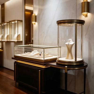 China Tempered Glass and Stainless Steel Jewelry Counter with 3 Adjustable Shelves and Secure Key Lock for sale