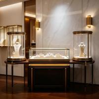 China Tempered Glass and Stainless Steel Jewelry Counter with 3 Adjustable Shelves and Secure Key Lock for sale