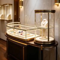 China Tempered Glass and Stainless Steel Jewelry Counter with 3 Adjustable Shelves and Secure Key Lock for sale
