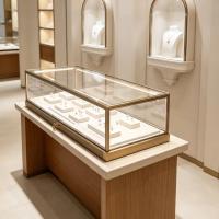 China Secure Key Lock Jewelry Counter with Marble Tabletop and Hidden LED Strip Lighting for Retail Stores for sale