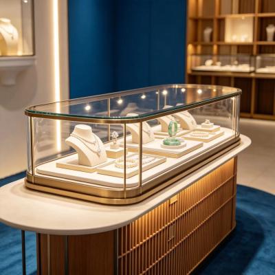 China Heavy Duty Island Display Cabinet with Premium Ultra-Clear Tempered Glass and 360° Panoramic Display for Waterproof Storage for sale