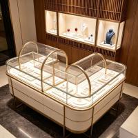 China 360° Panoramic Island Display Cabinet Featuring Customized Shelf Dimensions Glass Doors With Metal Handles Ideal For Storefront Displays for sale