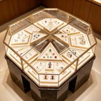 China Customized Overall Dimensions Freestanding Island Display Cabinet Equipped with High Density White Velvet Display Base Material Enhancing Display for sale