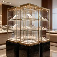 China Customized Overall Dimensions Freestanding Island Display Cabinet Equipped with High Density White Velvet Display Base Material Enhancing Display for sale