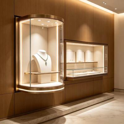 China Customized Overall Dimensions Wall Mounted Display Case with Top-mounted LED Spotlights and Key Lock for sale