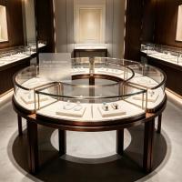 China Customizable Dimensions Freestanding Island Display Cabinet with High-grade Natural Black Marble Finish and Protective Visibility Glass Cover for sale