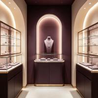 China Customizable Beige Frame Jewelry Shop Design with Polished Marble Flooring and No Need Installation for sale