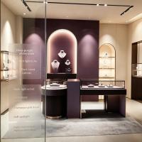 China Customizable Beige Frame Jewelry Shop Design with Polished Marble Flooring and No Need Installation for sale