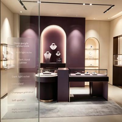 China Customizable Beige Frame Jewelry Shop Design with Polished Marble Flooring and No Need Installation for sale