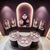 China Customizable Beige Frame Jewelry Shop Design with Polished Marble Flooring and No Need Installation for sale