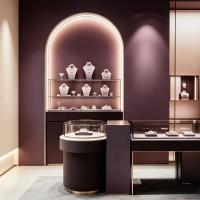 China Customizable Beige Frame Jewelry Shop Design with Polished Marble Flooring and No Need Installation for sale