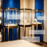 China Black And Silver Jewelry Counter with LED Strip Lighting and Customized Finish for Retail Stores for sale