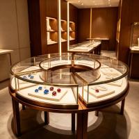 China Ventilated Back Panel Vertical Glass Display Cabinet with Customized Overall Dimensions and Front Opening Soft-Close Mechanism for sale