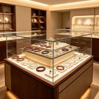 China Luxury Front Showcase with Precision LED Lighting System and 5 Adjustable Glass Shelves in Ultra-Clear Low-Reflection Tempered Glass for sale