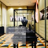 China Wall Mounted Display Case with 50kg Per Shelf Capacity, Front Opening Soft-Close Doors, and Top LED Spotlights And Strip Lighting for sale