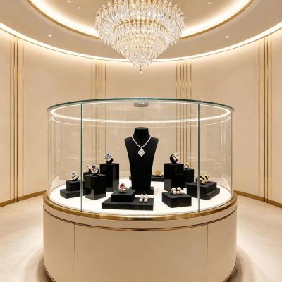 China Elegant Jewelry Boutique Design with Sealed Dust-Proof Structure, Polished Marble Flooring, and Aluminium Frame for sale