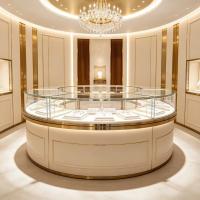 China Elegant Jewelry Boutique Design with Sealed Dust-Proof Structure, Polished Marble Flooring, and Aluminium Frame for sale