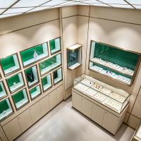 China Luxury Jewelry Store Layout with Textured Wallpaper Sealed Dust-Proof Structure and Polished Marble Flooring for sale