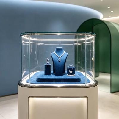 China Luxury Velvet Display Trays Island Display Cabinet with Sealed Dust-Proof Structure and Modular Surround Layout for sale