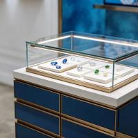 China Tempered Glass And Solid Wood Upright Display Case With 50 Lbs Per Shelf Weight Capacity And Integrated LED Interior Lighting for sale