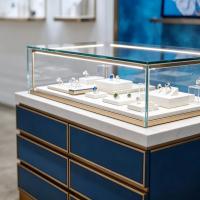 China Tempered Glass And Solid Wood Upright Display Case With 50 Lbs Per Shelf Weight Capacity And Integrated LED Interior Lighting for sale