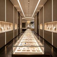 China Upright Display Case with Front Opening Soft-Close Mechanism and Adjustable Glass Shelves in Black Frame With Clear Glass, a Free Standing Display Cabinet for sale