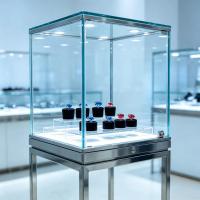 China Heavy Duty Island Display Cabinet with Built-in Spotlights and Anti-glare Lighting for Retail Showrooms for sale