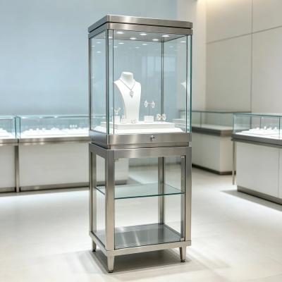 China Heavy Duty Island Display Cabinet with Built-in Spotlights and Anti-glare Lighting for Retail Showrooms for sale