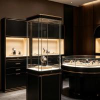 China Solid Back Jewelry Display Table and Jewelry Display Stand with Factory Direct Made and High-clarity Tempered Glass for sale