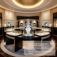 China 12 V Hidden Transformer Jewelry Shop Design with Calacatta Marble Top and Interactive Digital Displays for Jewelry Store Display for sale
