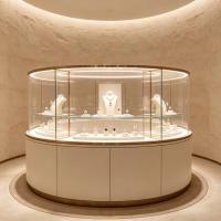China Customized Jewelry Shop Design with Calacatta Marble Top and Ample Hidden Cabinets Storage Capacity for Jewelry Store Interior for sale