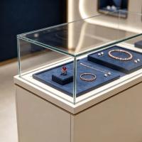 China Jewelry Shop Design with 90KG Display Case Weight and Calacatta Marble Top Featuring LED Spot Lights for Jewelry Store Layout for sale