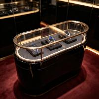 China Customized Overall Dimensions Jewelry Shop Design with Calacatta Marble Top and Ambient and Accent Lighting for Jewelry Store Layout for sale