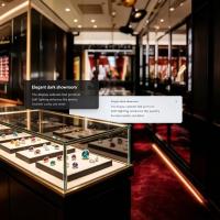 China Customized Overall Dimensions Jewelry Shop Design with Calacatta Marble Top and Ambient and Accent Lighting for Jewelry Store Layout for sale