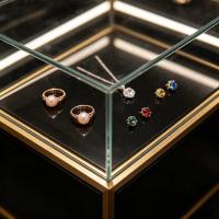 China 12 V Output Power Jewelry Shop Design with Ambient And Accent Lighting and White And Gold Color Scheme for Jewelry Store Interior for sale