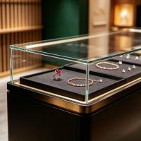 China Calacatta Marble Top Jewelry Shop Design with Ample Hidden Cabinets and LED Spot Lights for Modern Jewelry Store Interior for sale