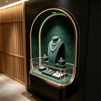 China Calacatta Marble Top Jewelry Shop Design with Ample Hidden Cabinets and LED Spot Lights for Modern Jewelry Store Interior for sale
