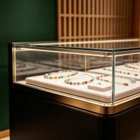 China Calacatta Marble Top Jewelry Shop Design with Ample Hidden Cabinets and LED Spot Lights for Modern Jewelry Store Interior for sale