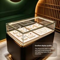 China Calacatta Marble Top Jewelry Shop Design with Ample Hidden Cabinets and LED Spot Lights for Modern Jewelry Store Interior for sale