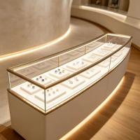 China 48 Inches Jewelry Counter with Marble Tabletop and Hidden LED Light Strip for Elegant Watch Showcase for sale