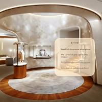 China 48 Inches Jewelry Counter with Marble Tabletop and Hidden LED Light Strip for Elegant Watch Showcase for sale