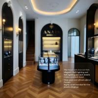 China Jewelry Counter with Hidden LED Light Strip and 4 Shelves in Matte Finish Jewelry Showcase for sale