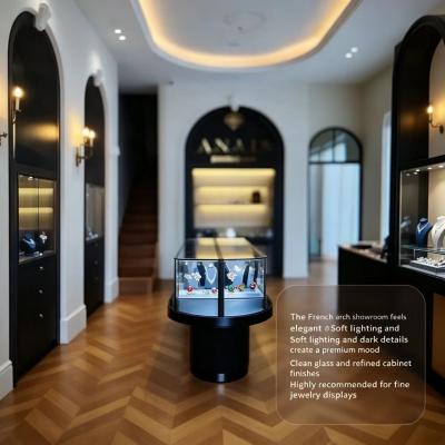 China Jewelry Counter with Hidden LED Light Strip and 4 Shelves in Matte Finish Jewelry Showcase for sale