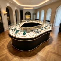 China Jewelry Counter with Hidden LED Light Strip and 4 Shelves in Matte Finish Jewelry Showcase for sale