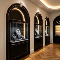 China Jewelry Counter with Hidden LED Light Strip and 4 Shelves in Matte Finish Jewelry Showcase for sale