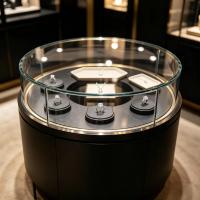 China Jewelry Display Table with Ample Hidden Storage and Tempered Glass, LED Strip Lighting Jewelry Showcase Table for Retail for sale