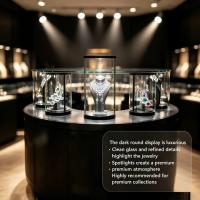 China Jewelry Display Table with Ample Hidden Storage and Tempered Glass, LED Strip Lighting Jewelry Showcase Table for Retail for sale
