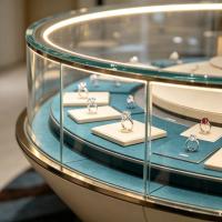China Wood And Glass Jewelry Display Table with LED Strip Lighting and Ample Hidden Storage for Retail Jewelry Display Stand for sale